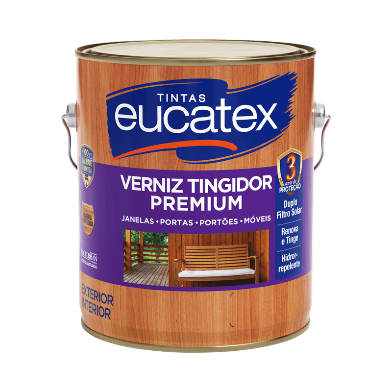 Verniz Tingidor Brilhante Mogno Base Solvente Eucatex 3,6 L